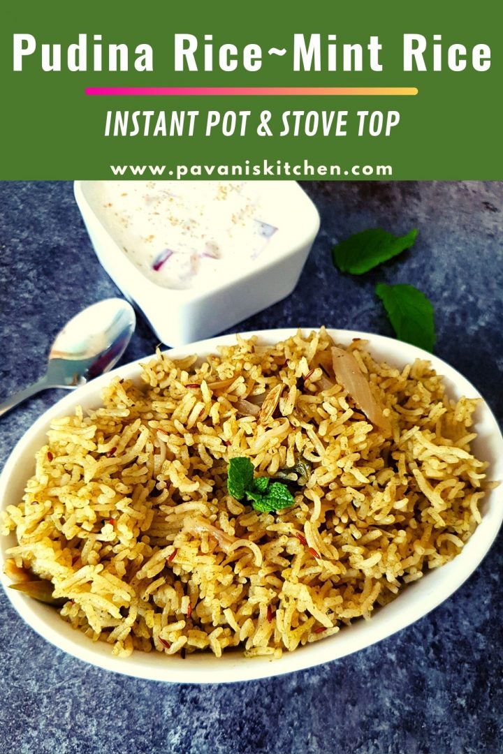 Pudina Rice | Mint Rice (Instant pot & Stovetop Method) - Pavanis Kitchen
