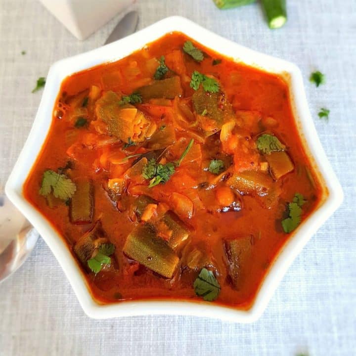 Bendakaya Pulusu - Okra In Tamarind Gravy - Pavanis Kitchen
