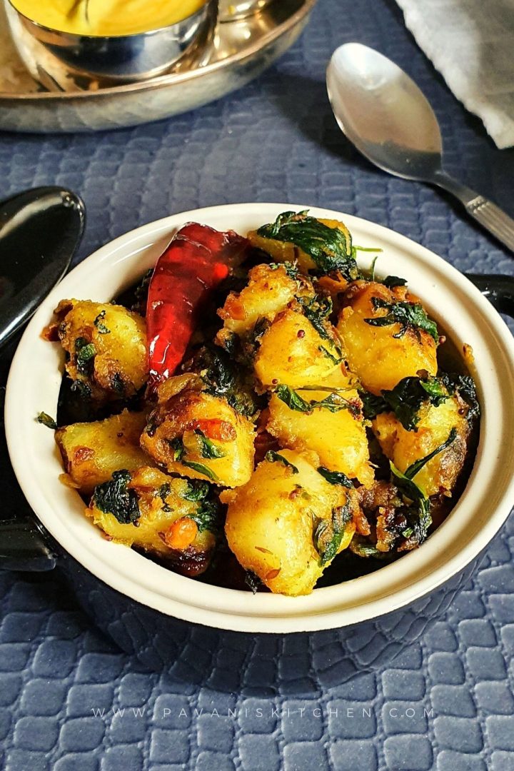 Aloo Palak Sabji(Potato Spinach Recipe) - Pavanis Kitchen